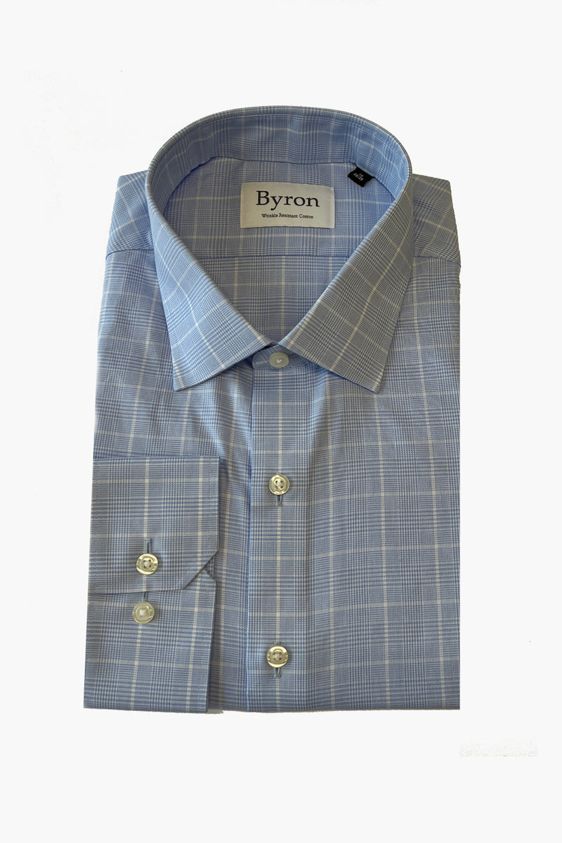 Byron WR Sky Blue Glen Plaid Dress Shirt Big and Tall – The Foursome ...