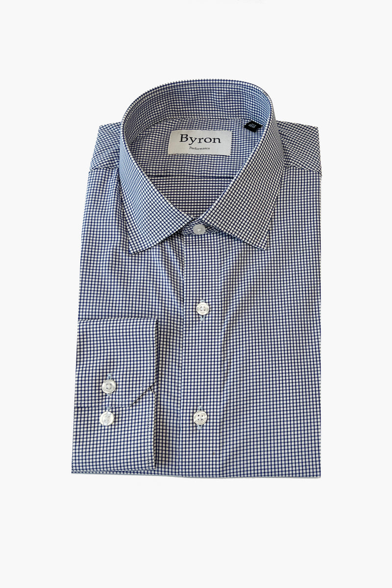 Byron Performance Navy Mini Check Dress Shirt Big and Tall – The ...